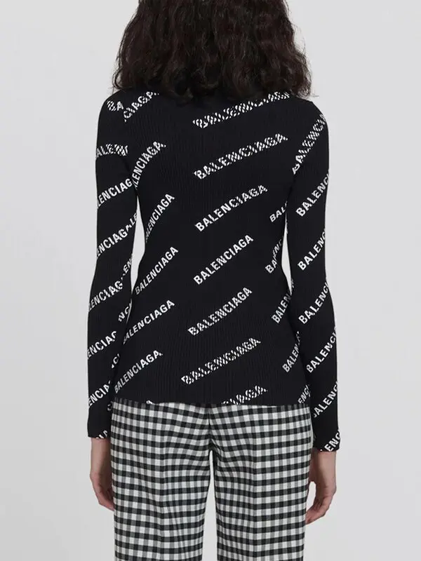 Balenciaga Allover Logo Crewneck Sweater