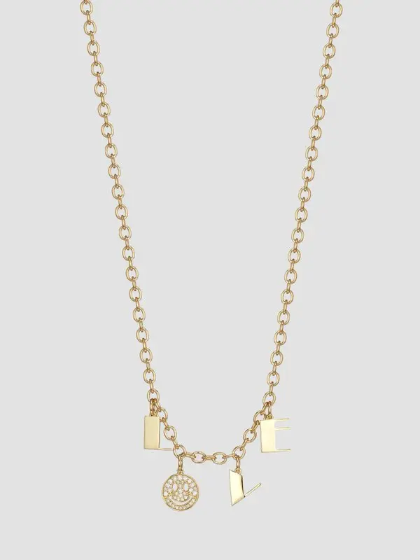 SYDNEY EVAN Happy Love Pure 14k Yellow & Diamond Charm Necklace - Gold