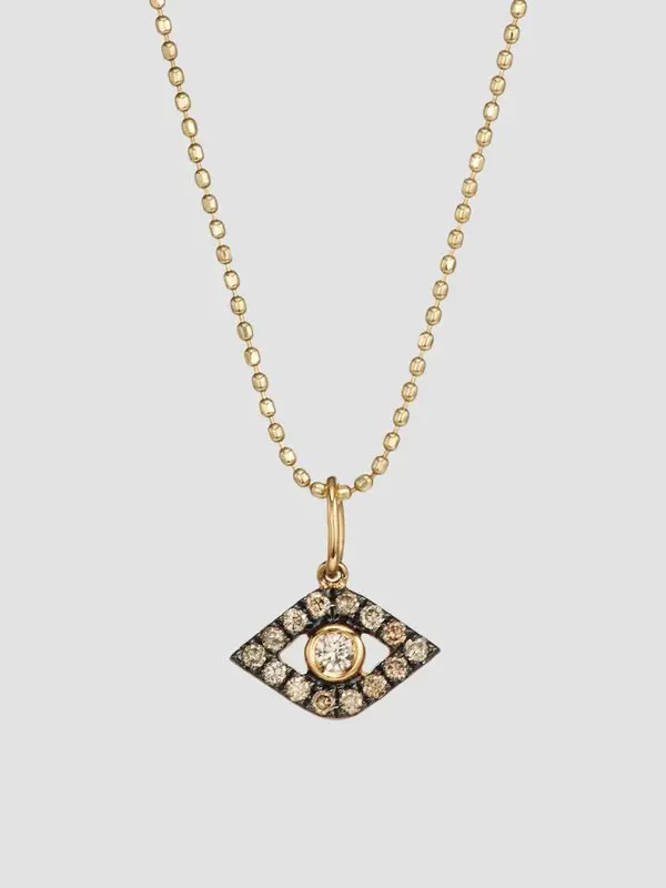 SYDNEY EVAN Evil Eye 14k Yellow & Gold, Diamond & Brown Diamond Necklace
