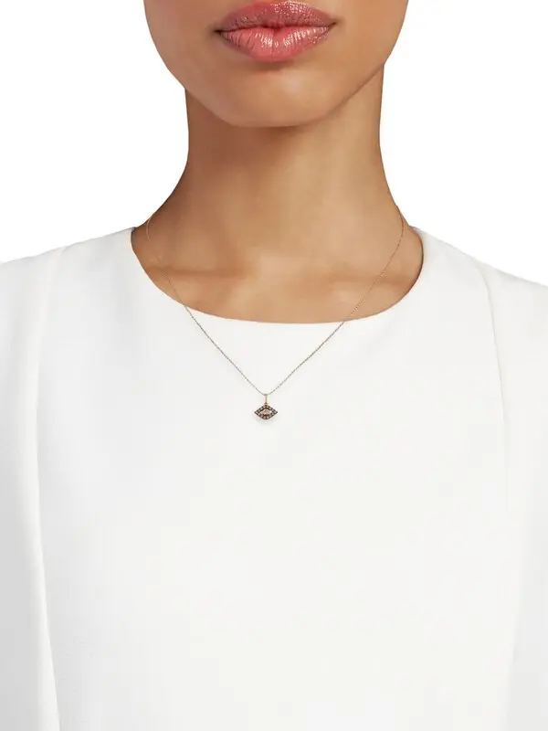 SYDNEY EVAN Evil Eye 14k Yellow & Gold, Diamond & Brown Diamond Necklace