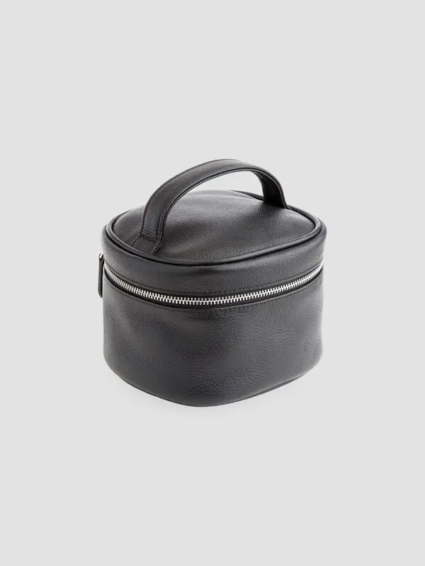 ROYCE NEW YORK Compact Leather Cosmetic Bag - Black