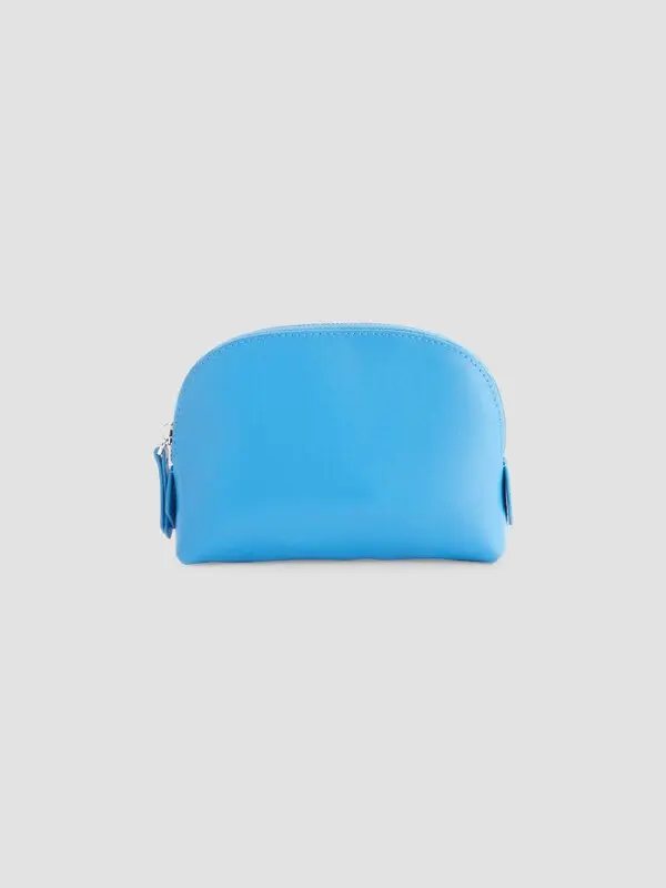 ROYCE NEW YORK Compact Leather Cosmetic Bag - Light Blue