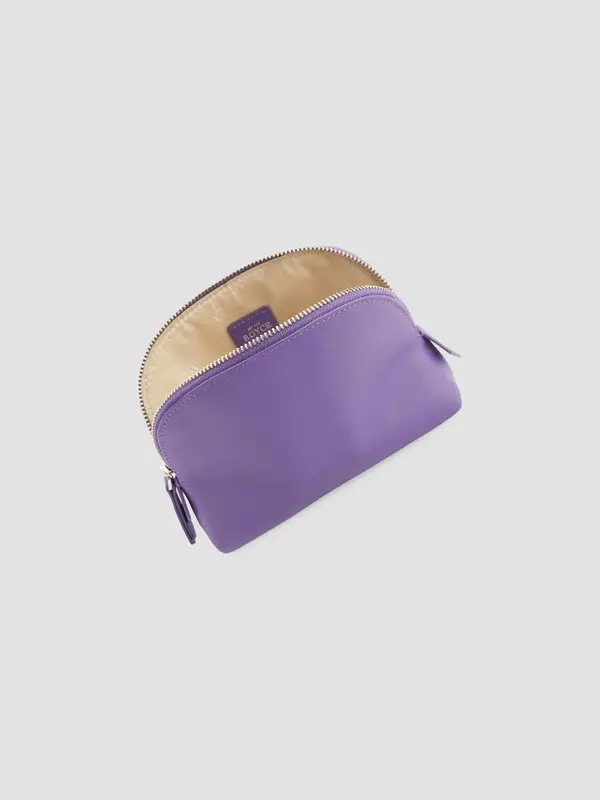 ROYCE NEW YORK Compact Leather Cosmetic Bag - Tan