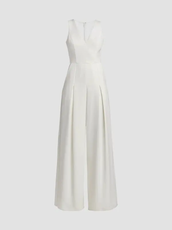 Amsale Crepe Wide-leg Jumpsuit - Ivory