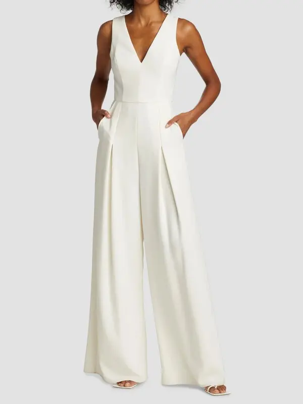 Amsale Crepe Wide-leg Jumpsuit