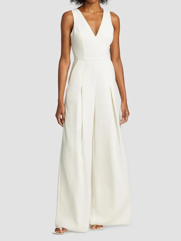 Amsale Crepe Wide-leg Jumpsuit