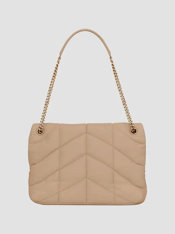 Saint Laurent Puffer Leather Shoulder Bag - Dark Beige