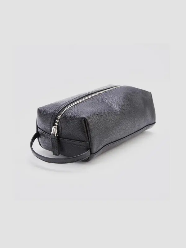 ROYCE NEW YORK Compact Leather Toiletry Bag - Black
