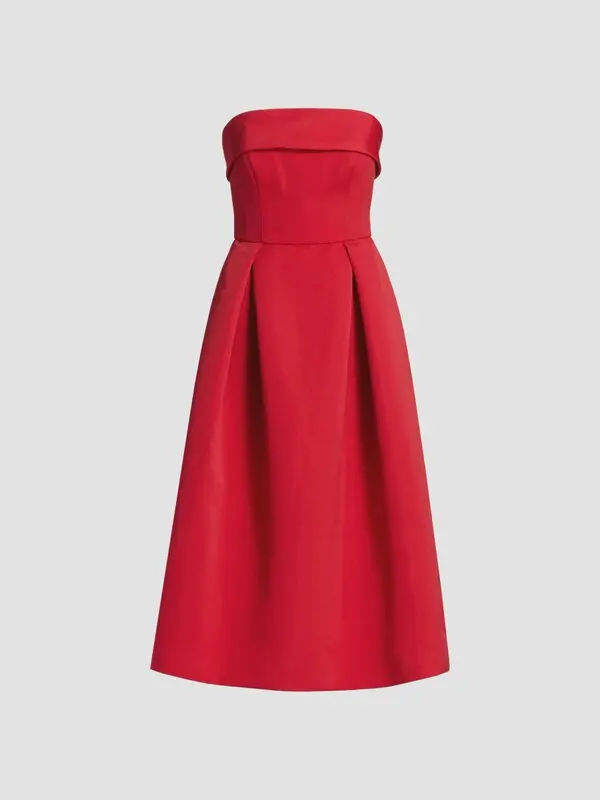Amsale Faille Strapless Dress - Cardinal