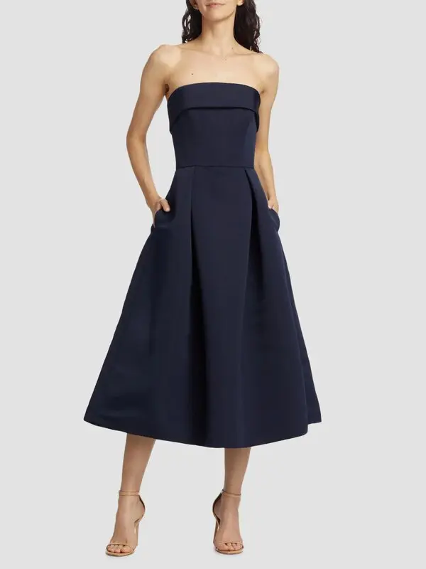 Amsale Faille Strapless Dress - Navy