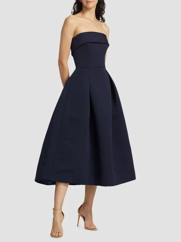 Amsale Faille Strapless Dress - Navy