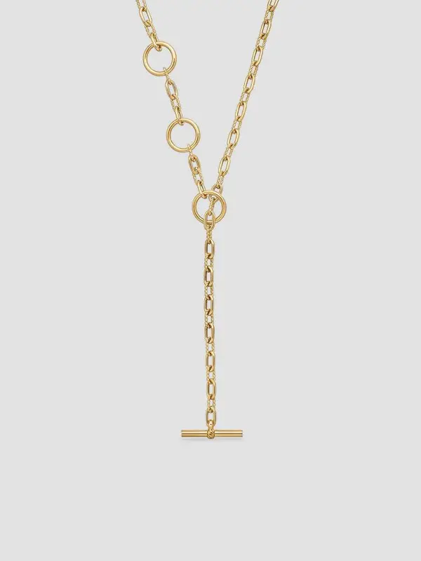 David Yurman Dy Madison Three Ring Chain Necklace In 18k 3mm - Gold