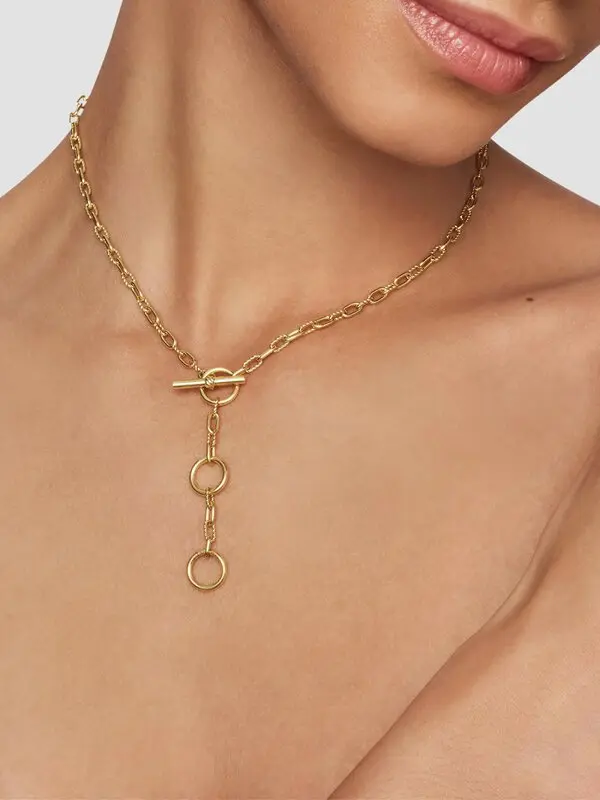 David Yurman Dy Madison Three Ring Chain Necklace In 18k 3mm - Gold