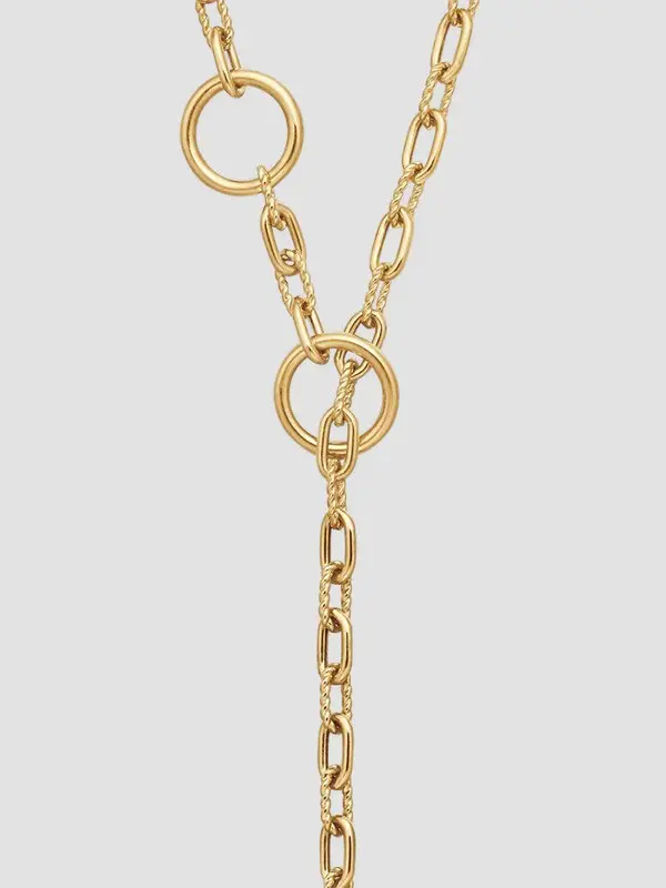 David Yurman Dy Madison Three Ring Chain Necklace In 18k 3mm - Gold