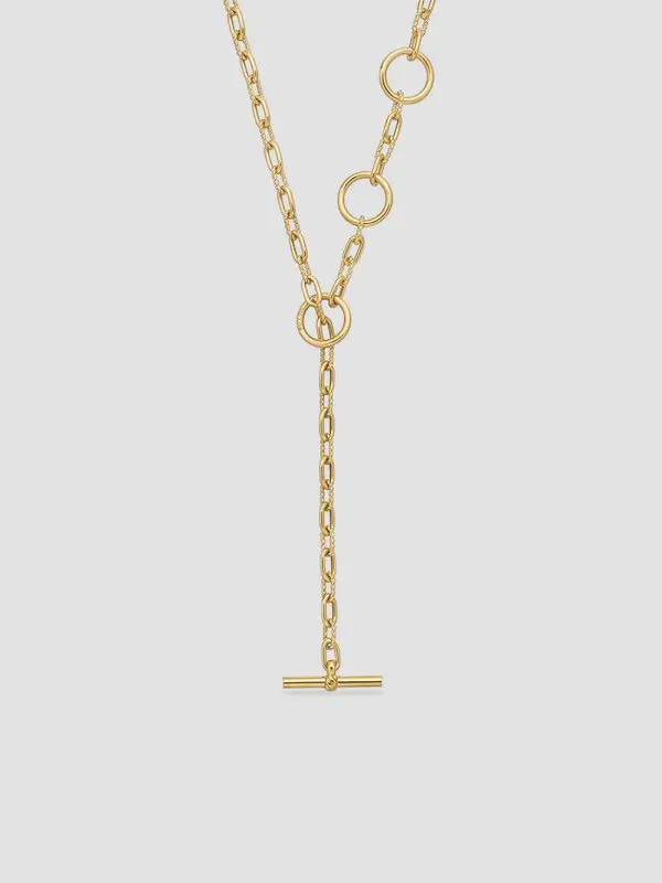 David Yurman Dy Madison Three Ring Chain Necklace In 18k 3mm - Gold