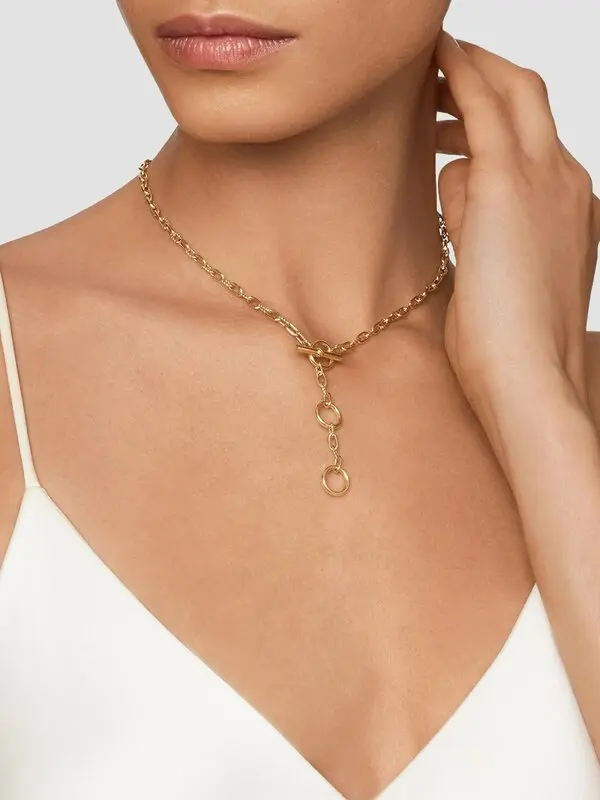 David Yurman Dy Madison Three Ring Chain Necklace In 18k 3mm - Gold