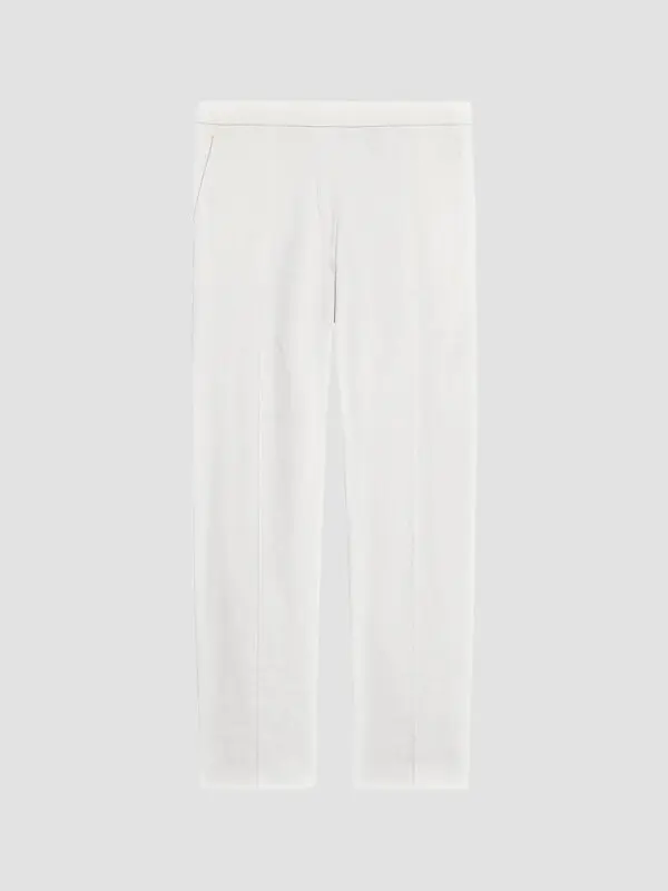 Theory Treeca Linen Pull-on Crop Pants - White Clay