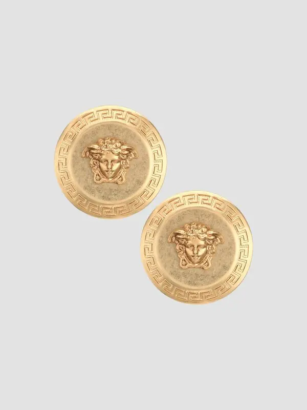 Versace Tribute Goldtone Button Earrings