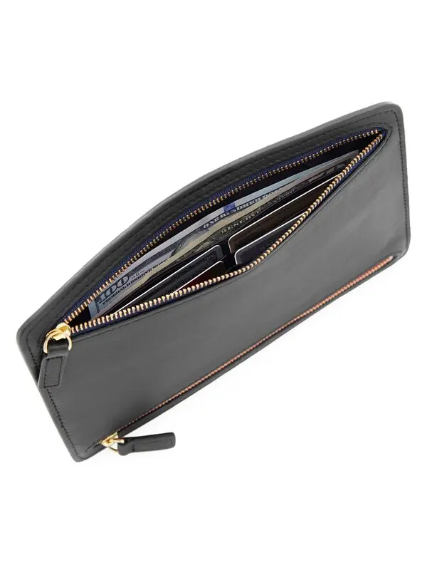 ROYCE NEW YORK Rfid-blocking 4-zip Leather Travel Organizer - Black
