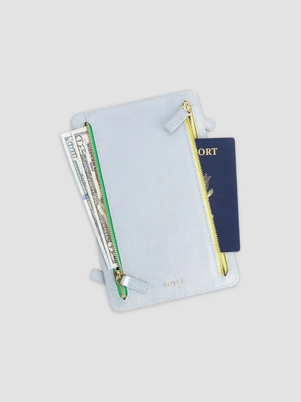 ROYCE NEW YORK Rfid-blocking 4-zip Leather Travel Organizer - Silver