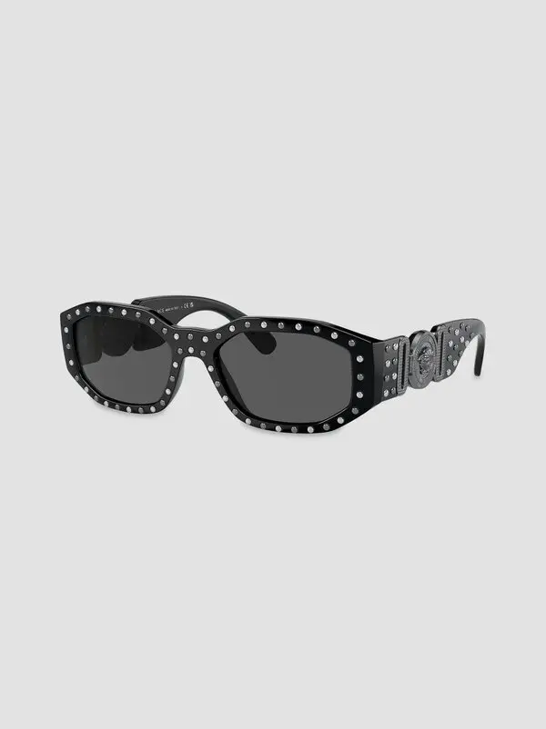Versace 53mm Medusa Detail Oval Sunglasses - Black Grey