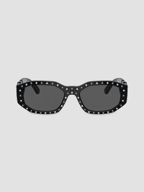 Versace 53mm Medusa Detail Oval Sunglasses - Black Grey