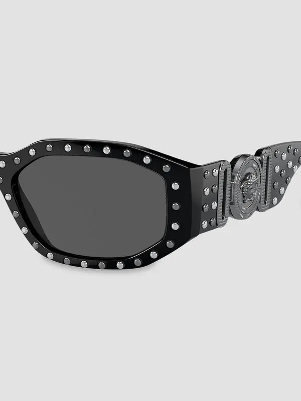 Versace 53mm Medusa Detail Oval Sunglasses - Black Grey