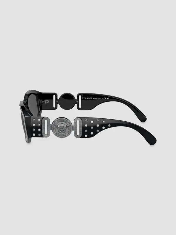 Versace 53mm Medusa Detail Oval Sunglasses - Black Grey