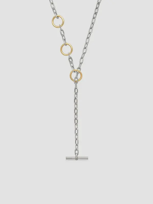 David Yurman Dy Madison Three Ring Chain Necklace In Sterling - Silver