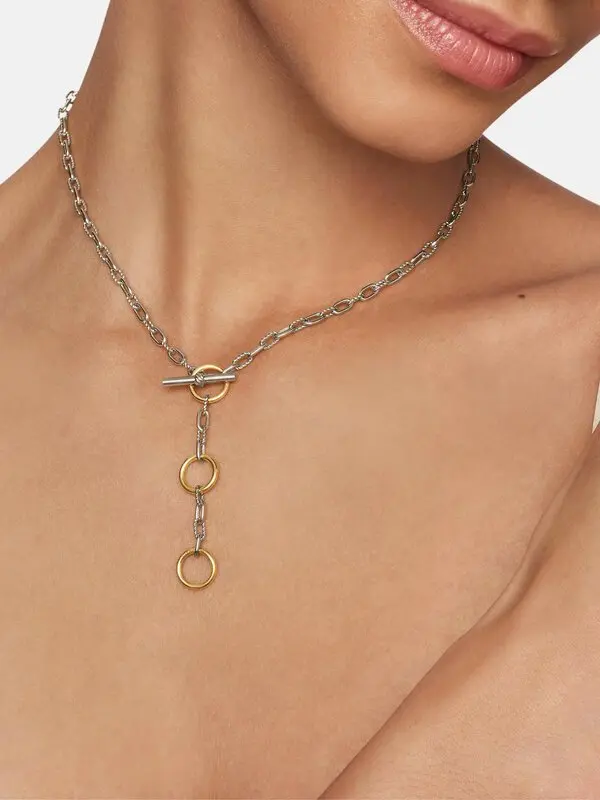 David Yurman Dy Madison Three Ring Chain Necklace In Sterling