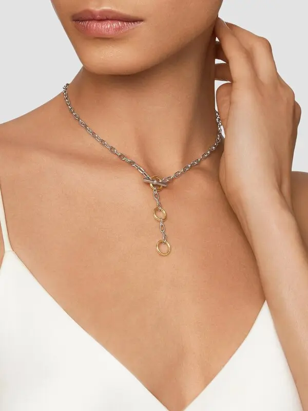 David Yurman Dy Madison Three Ring Chain Necklace In Sterling