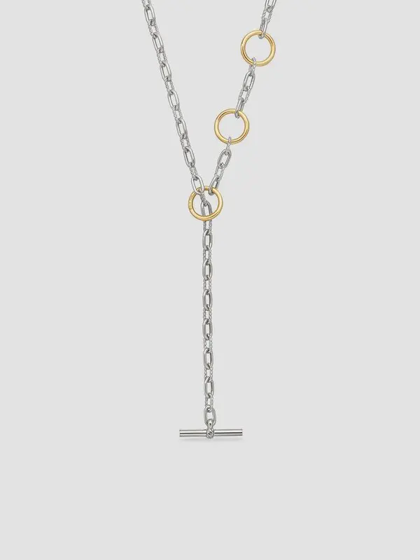 David Yurman Dy Madison Three Ring Chain Necklace In Sterling