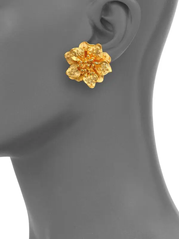 KENNETH JAY LANE Anemone Flower Clip-on Button Earrings