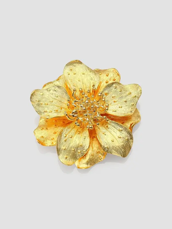 KENNETH JAY LANE Metallic Anemone Flower Pin - Gold