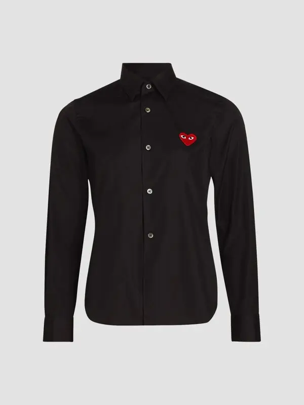 Play Comme Des Garcon Heart Button Down Shirt - Black