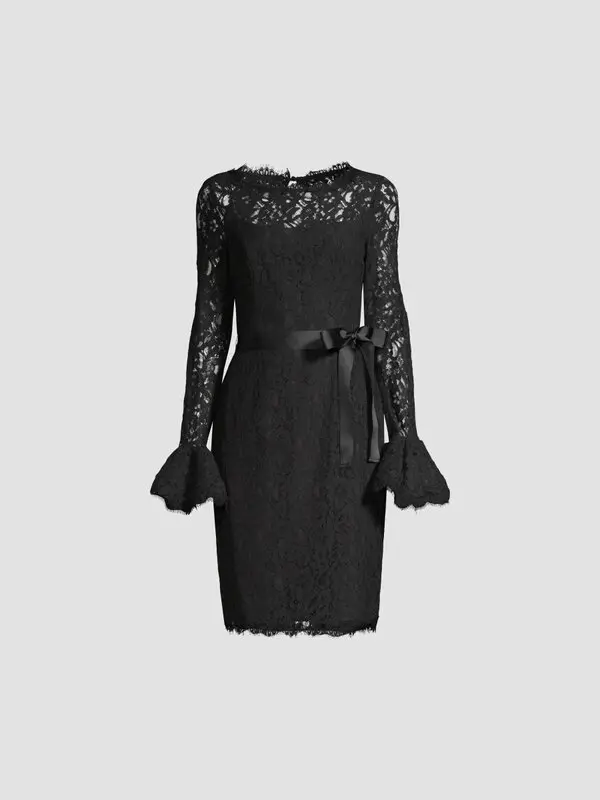 Shani Lace Bell-sleeve Sheath Dress - Black