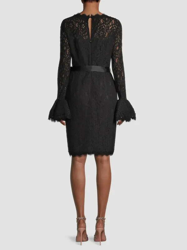 Shani Lace Bell-sleeve Sheath Dress - Black