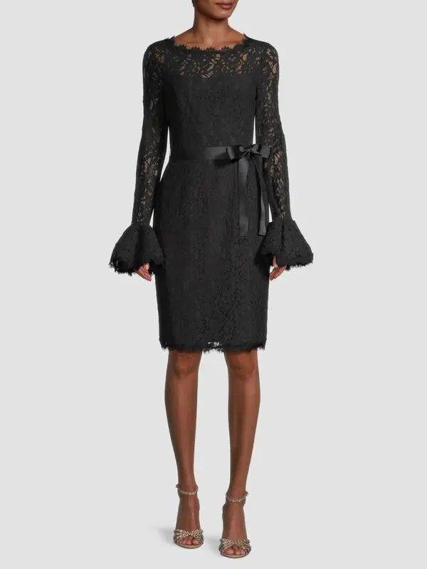Shani Lace Bell-sleeve Sheath Dress - Black