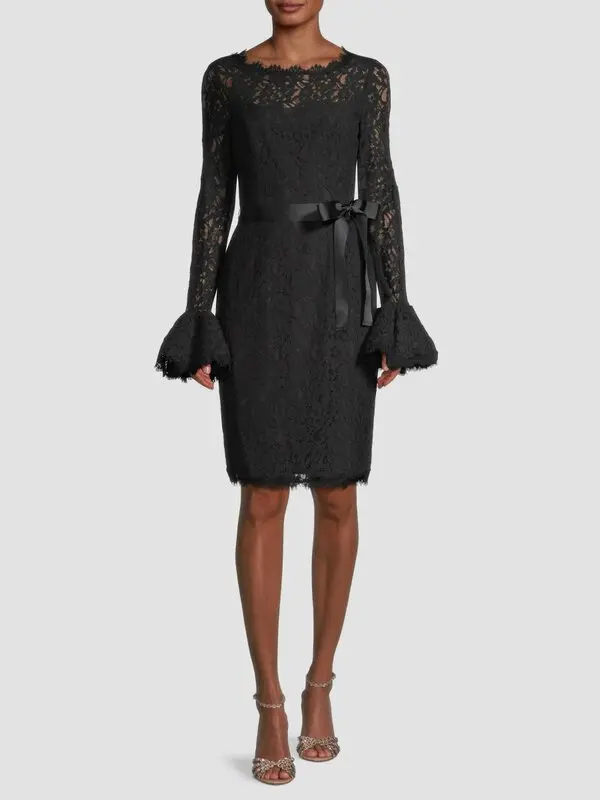 Shani Lace Bell-sleeve Sheath Dress - Black