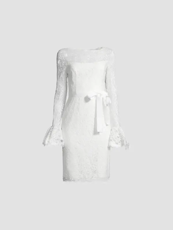 Shani Lace Bell-sleeve Sheath Dress - Ivory