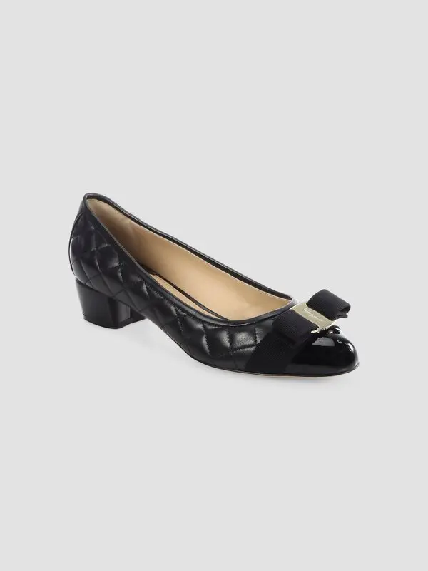 FERRAGAMO Vara 30mm Quilted Leather Pumps - Black