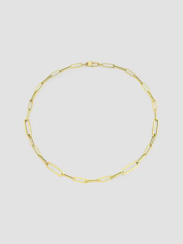 Roberto Coin 18k Yellow Oval Paper Clip Chain Necklace - Gold