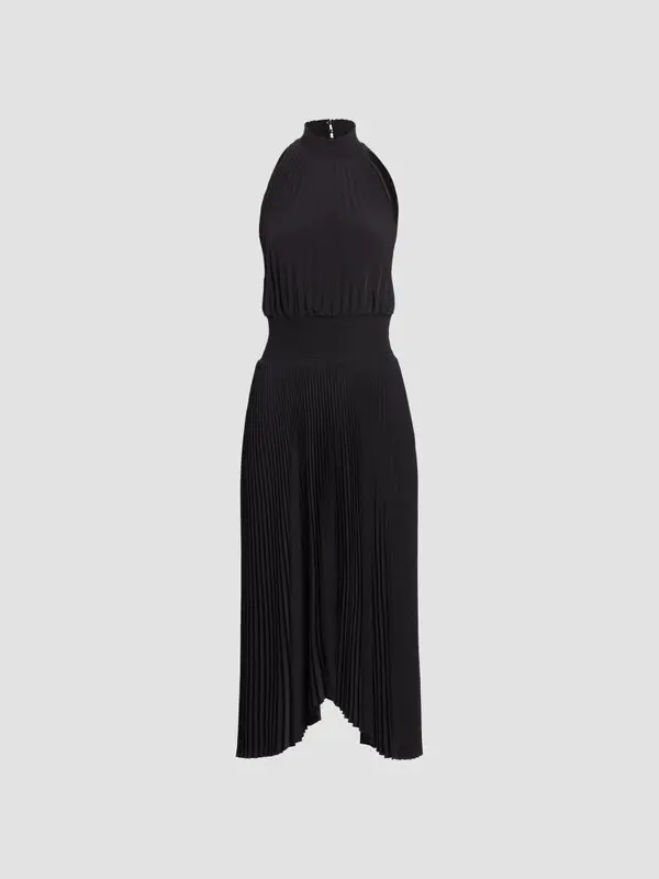 A.L.C. Renzo Plissé Halter Midi Dress - Black