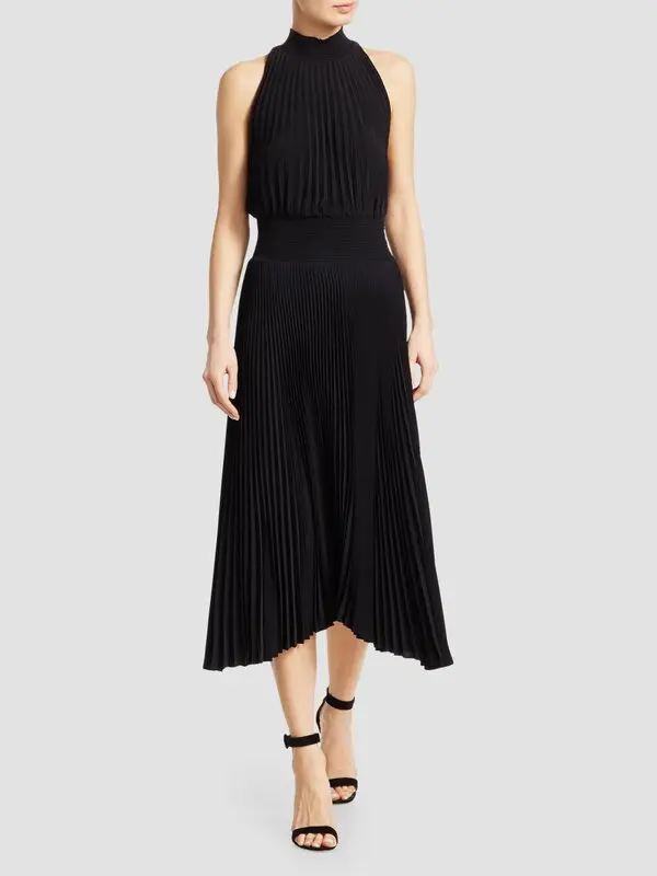 A.L.C. Renzo Plissé Halter Midi Dress - Black