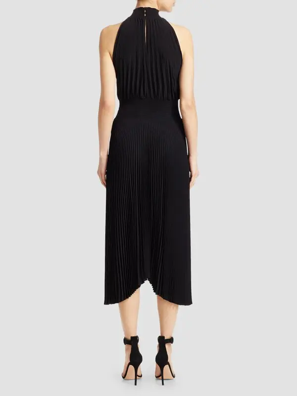 A.L.C. Renzo Plissé Halter Midi Dress - Black