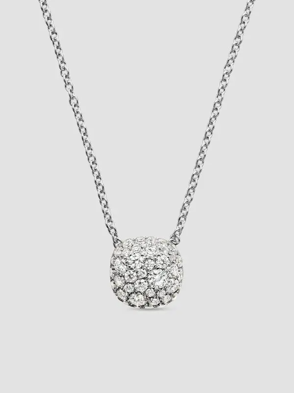 David Yurman Cushion Pendant Necklace In 18k White Gold - Diamond