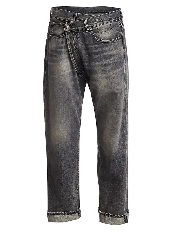 R13 Faded Crossover Jeans - Leyton Black