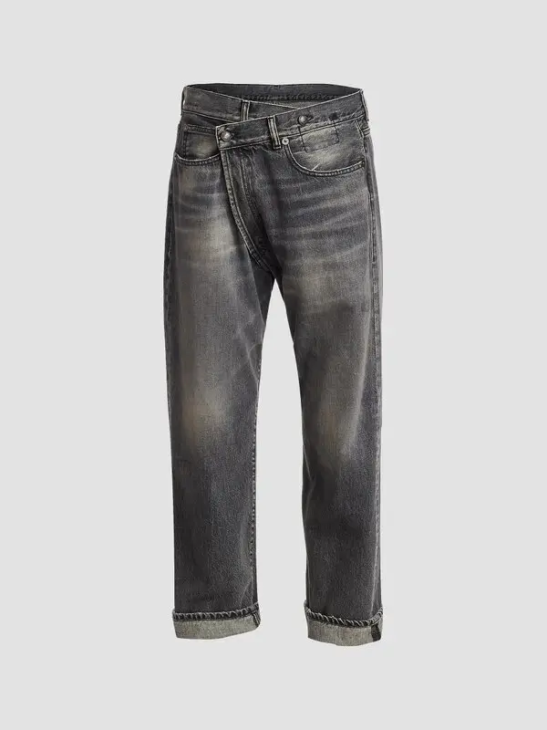 R13 Faded Crossover Jeans