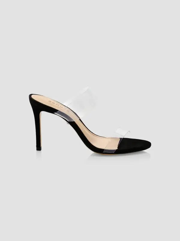 Schutz Ariella 100mm Vinyl Mules - Black Tran