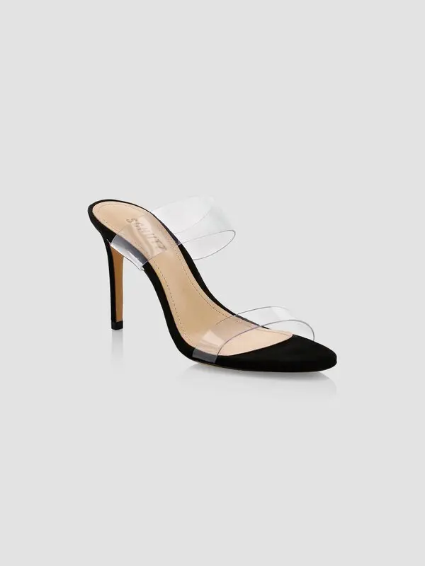 Schutz Ariella 100mm Vinyl Mules - Black Tran